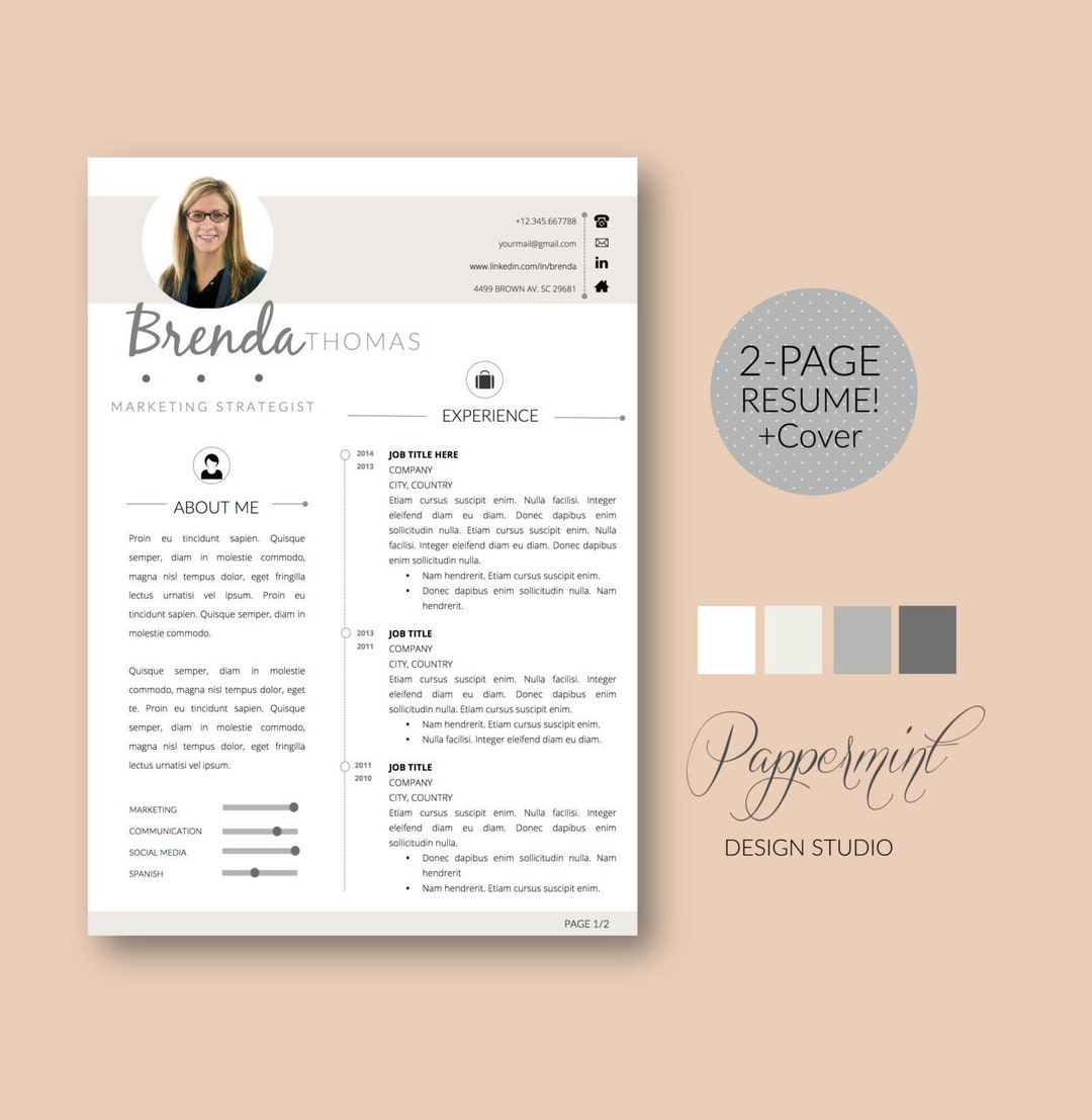 Teacher Resume Template for Word and Pages | 1, 2 & 3 Page Teacher ...