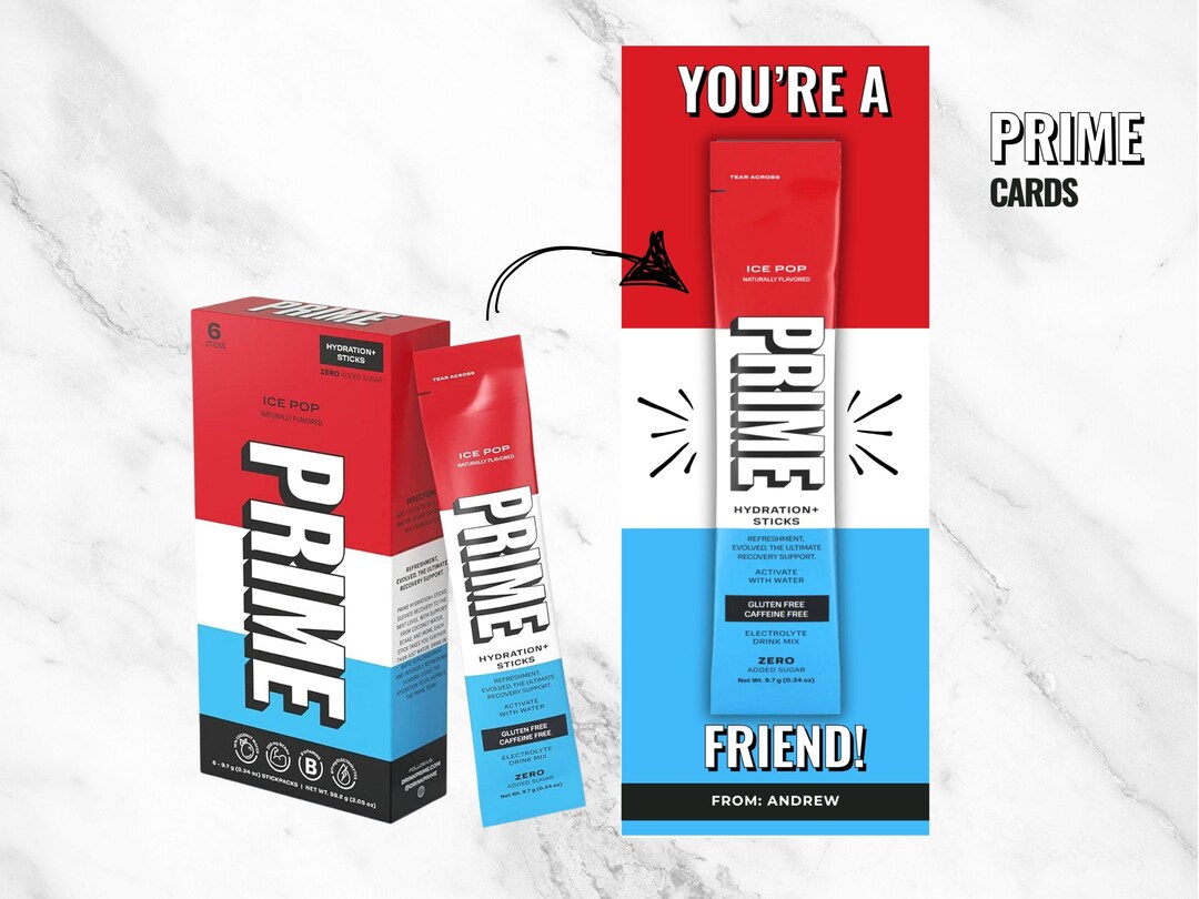 Prime Cards, PRIME Cards for Hydration Sticks , Prime Friend, School ...