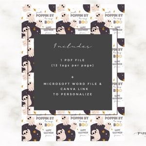 Halloween Pop It Tags: Editable BOO Gift Tags (instant Download) - Etsy
