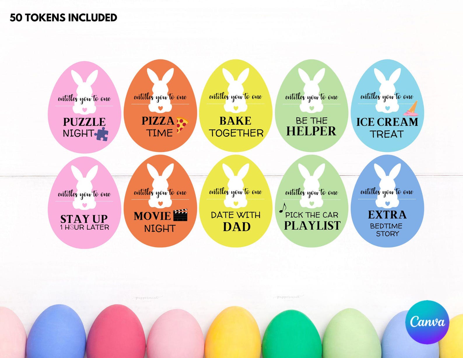 Editable Easter Egg Reward Tokens: Printable Coupons for Kids (CANVA ...