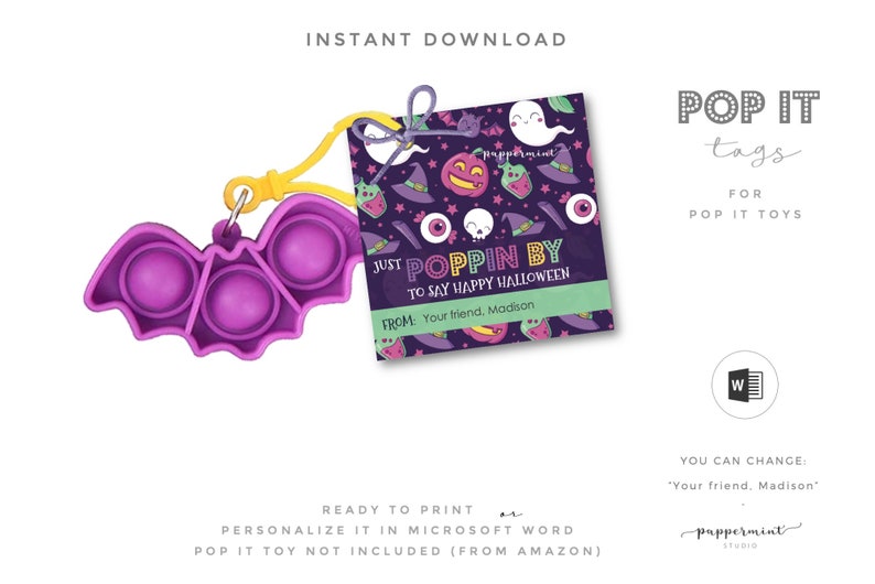 Halloween Pop It Tags Poppin Halloween Happy Halloween - Etsy
