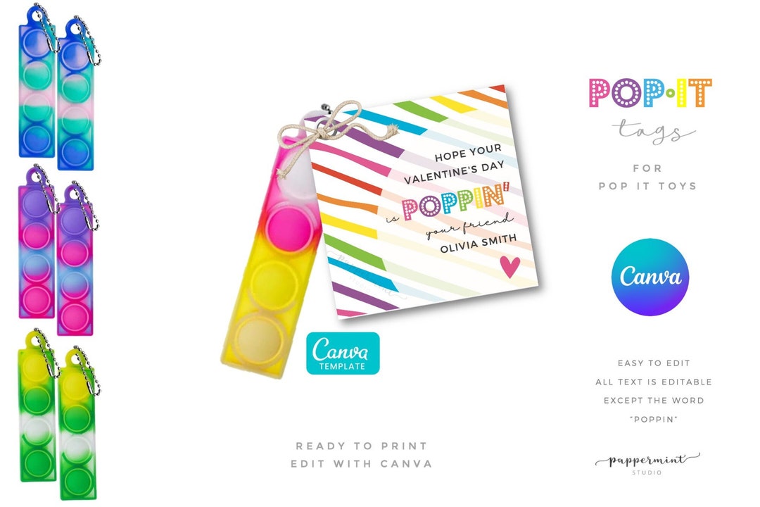 Pop It Valentines Cards for Kids: Teacher Gifts (CANVA Instant Download ...