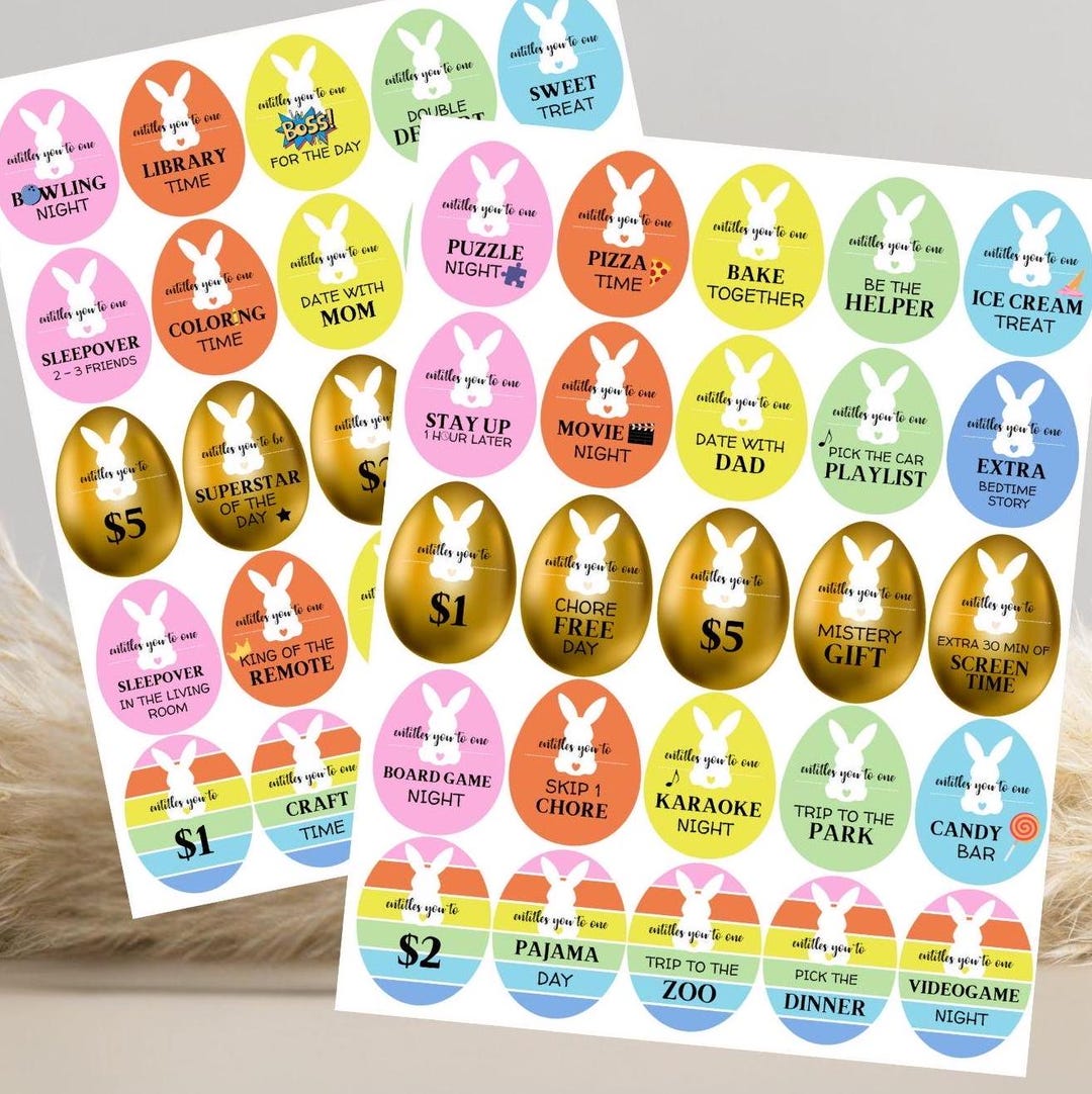 Editable Easter Egg Reward Tokens: Printable Coupons for Kids (CANVA ...