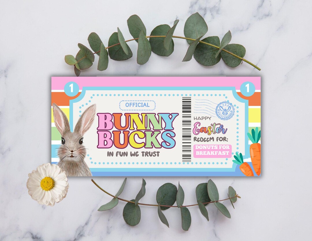 Printable Easter Bunny Bucks | Kids Easter Egg Stuffers | Bunny Money ...
