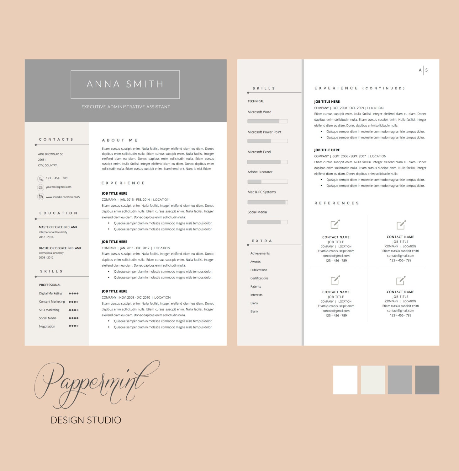 Teacher Resume Template for Word and Pages 1 2 Page Teacher - Etsy