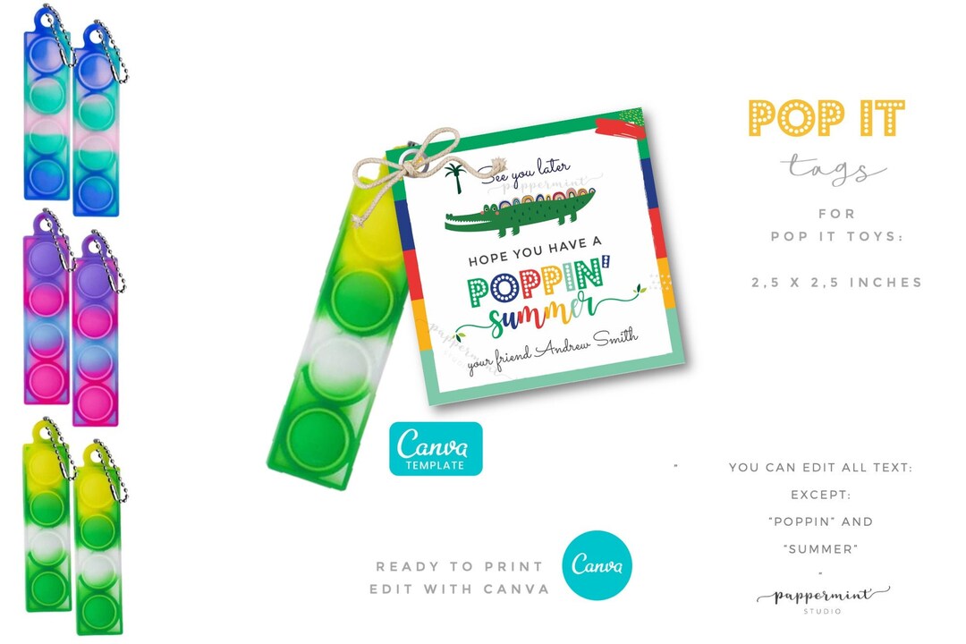 See You Later Alligator, Summer Tags, Pop It Gift Tags, Teacher End of ...