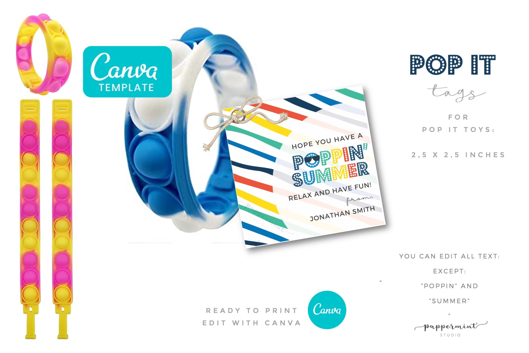 Pop It Tags Summer End of Year Pop It Gift Tags Pop-it Gift - Etsy Canada
