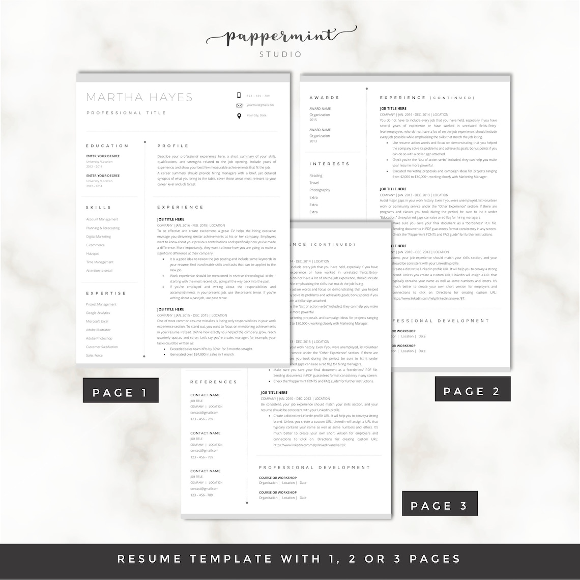Modern Classic Resume Template With Cover Letter Template for | Etsy