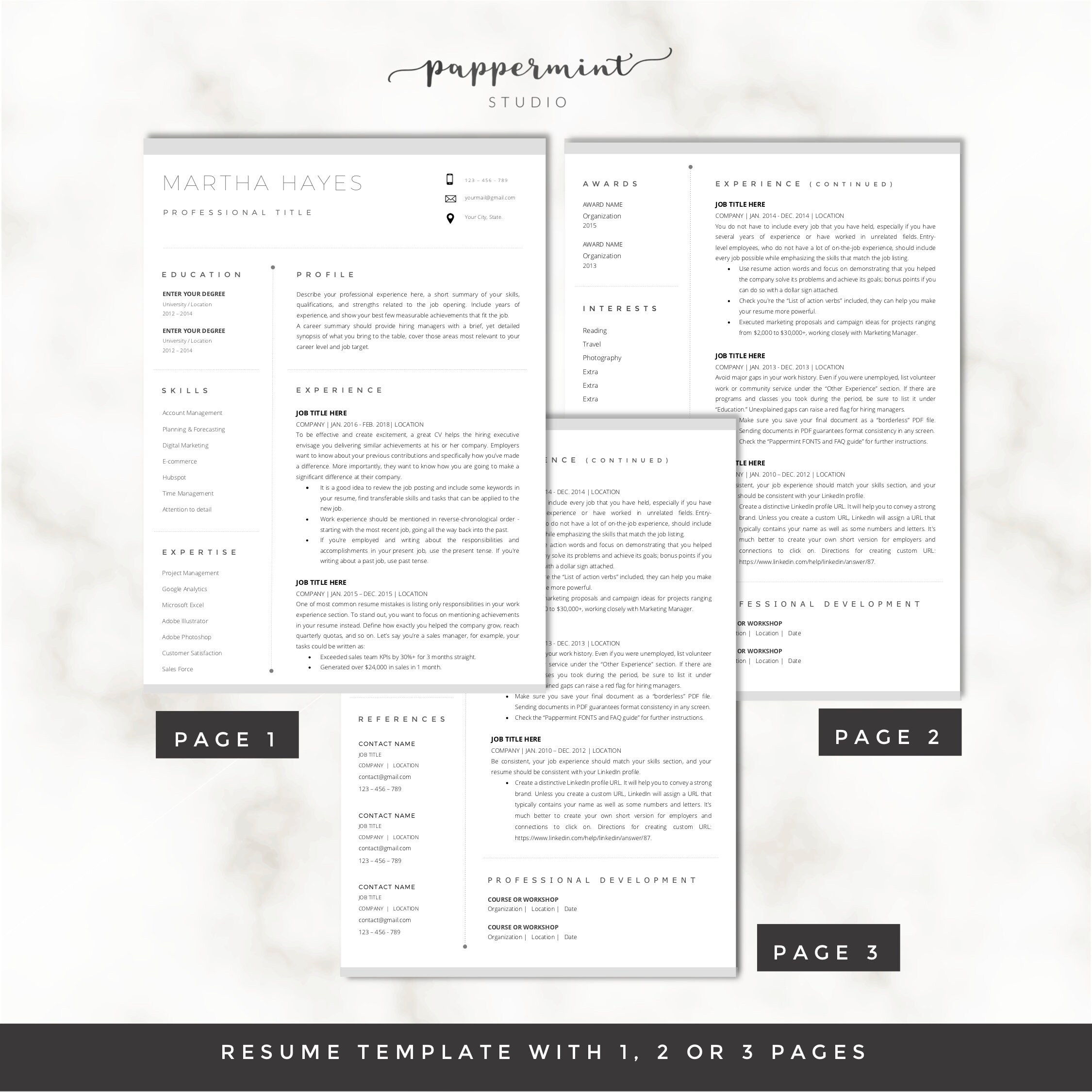 Modern Classic Resume Template With Cover Letter Template for | Etsy