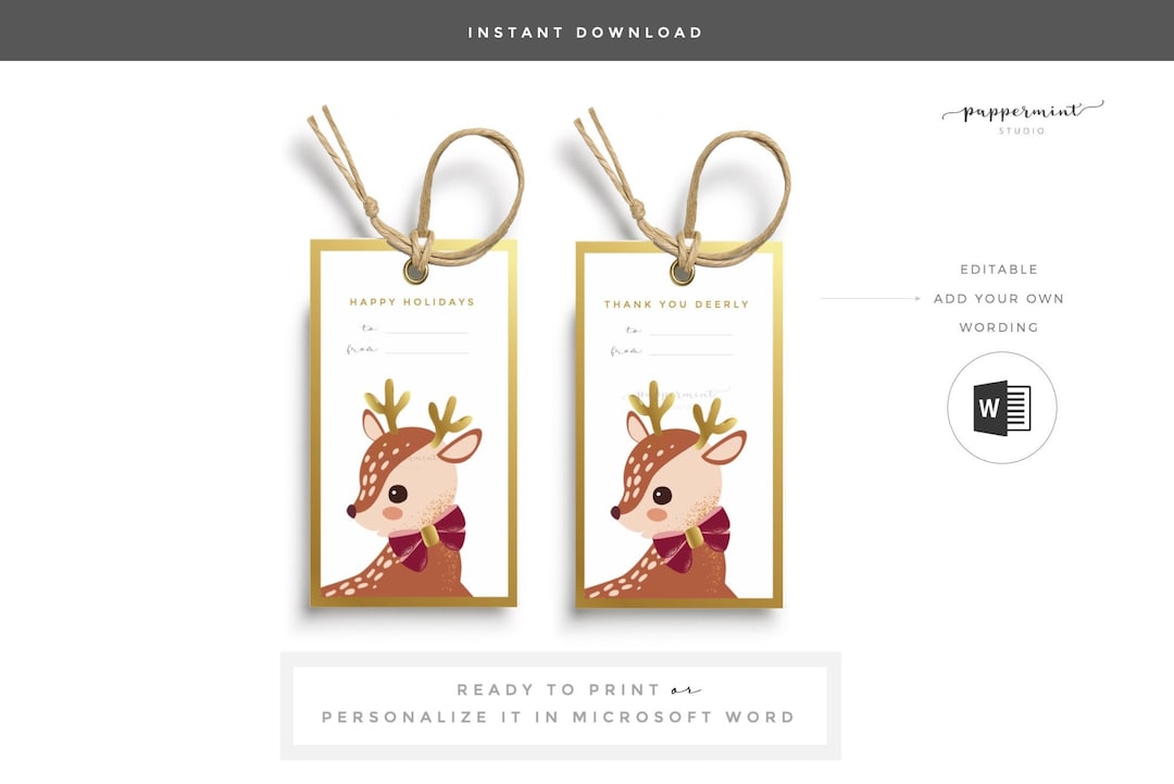 Reindeer Printable Gift Tags | Kids Printable Christmas Tags Reindeer ...