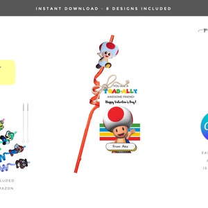 SUPER MARIO Valentines Tags for Kids Mario Kart Class Valentines Tags ...