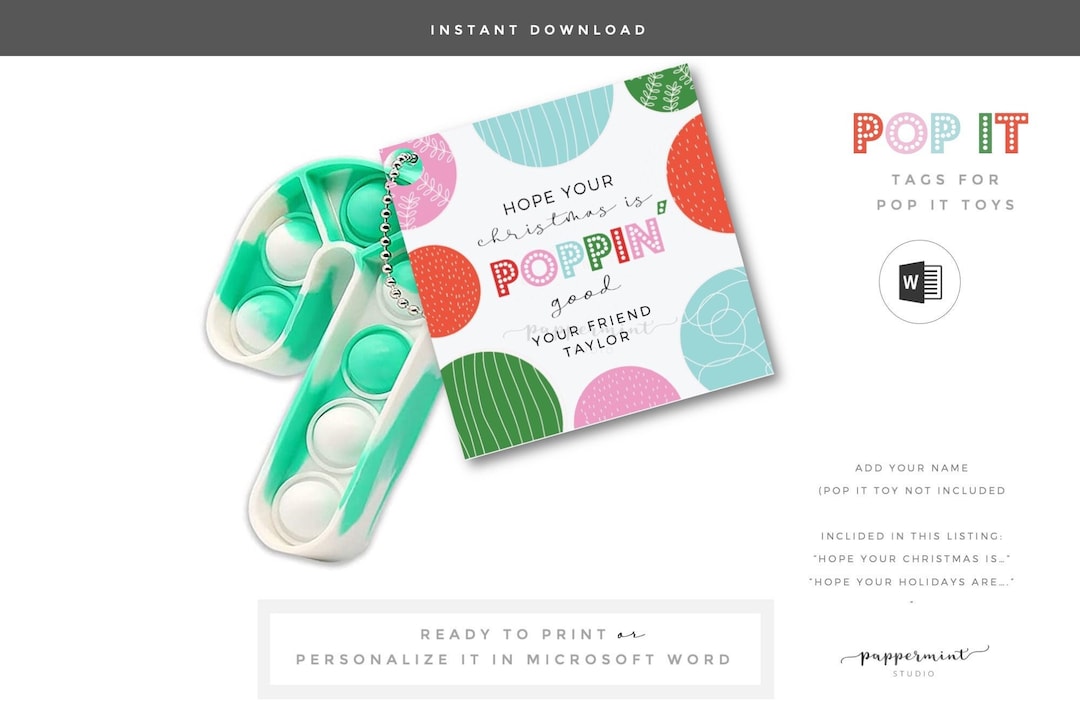 Christmas Pop It Gift Tags, Personalized Pop It Tag, Christmas Teacher ...