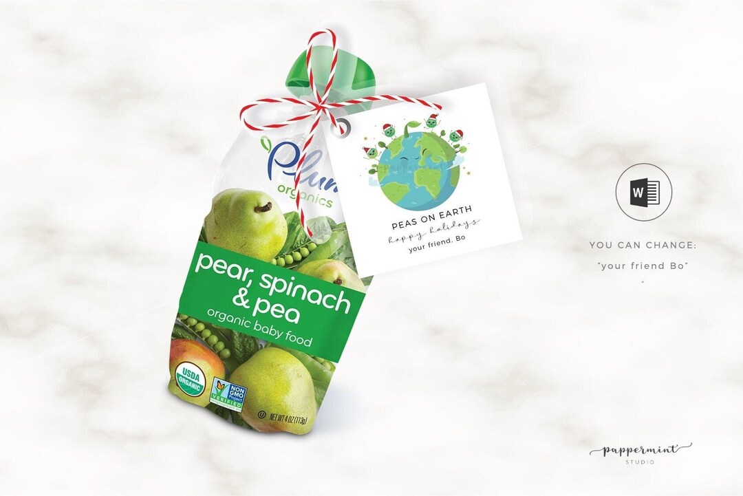 Peas on Earth Gift Tags, Personalized Pouch Tag, Happy Holidays Gifts ...
