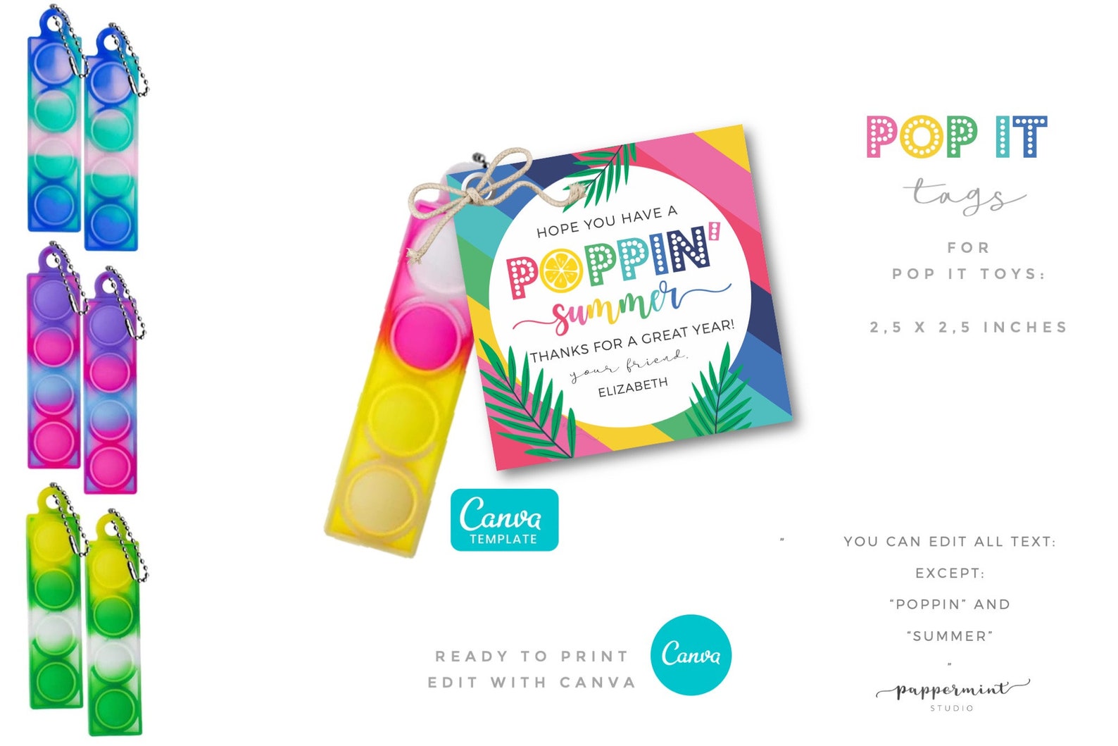 SUMMER Pop It Tags Summer Poppin Favors Tag Teacher School - Etsy