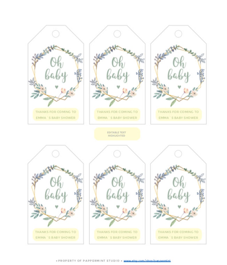 OH Baby Tags Baby Shower Printable Labels Instant Download - Etsy