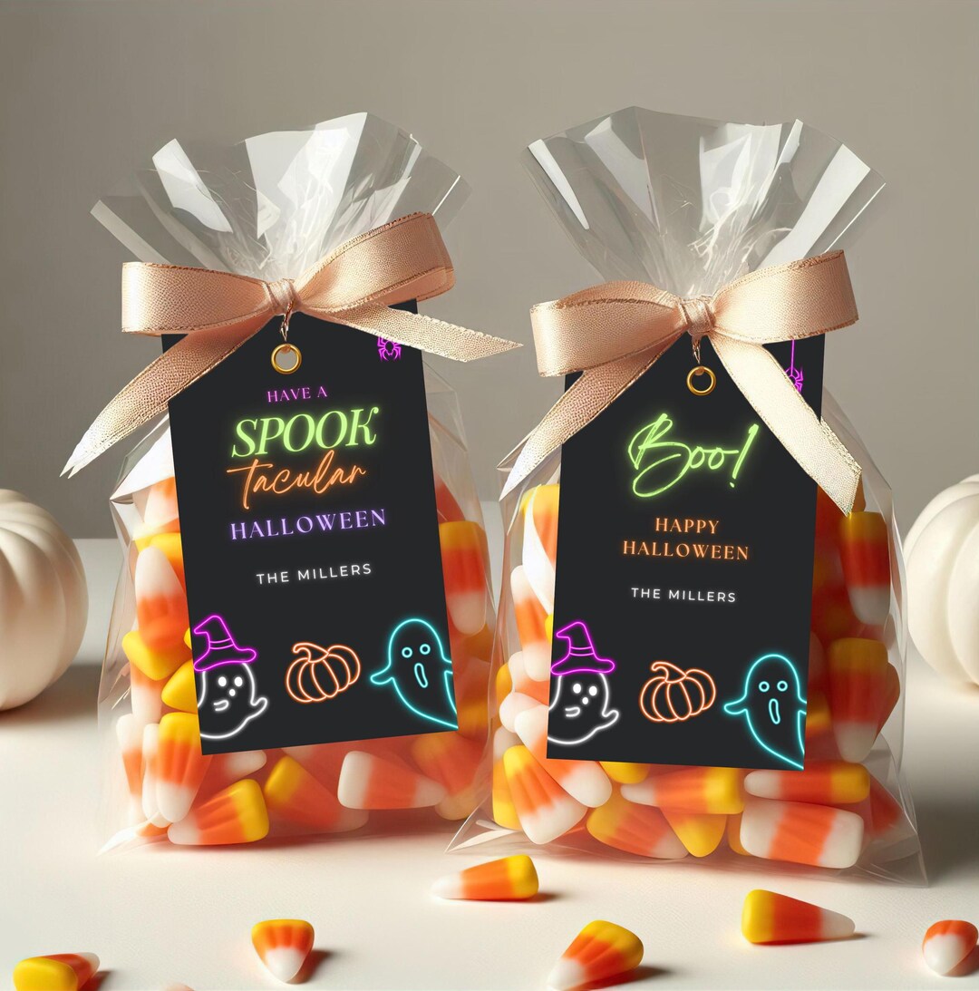 Halloween Favor Tags: Printable Treat Tags, Editable Template (CANVA ...