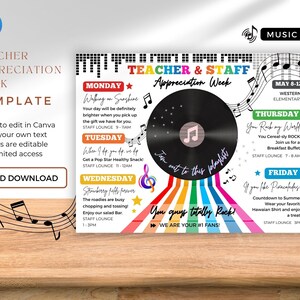 Music Teacher Appreciation Week Itinerary Poster: Editable Schedule ...