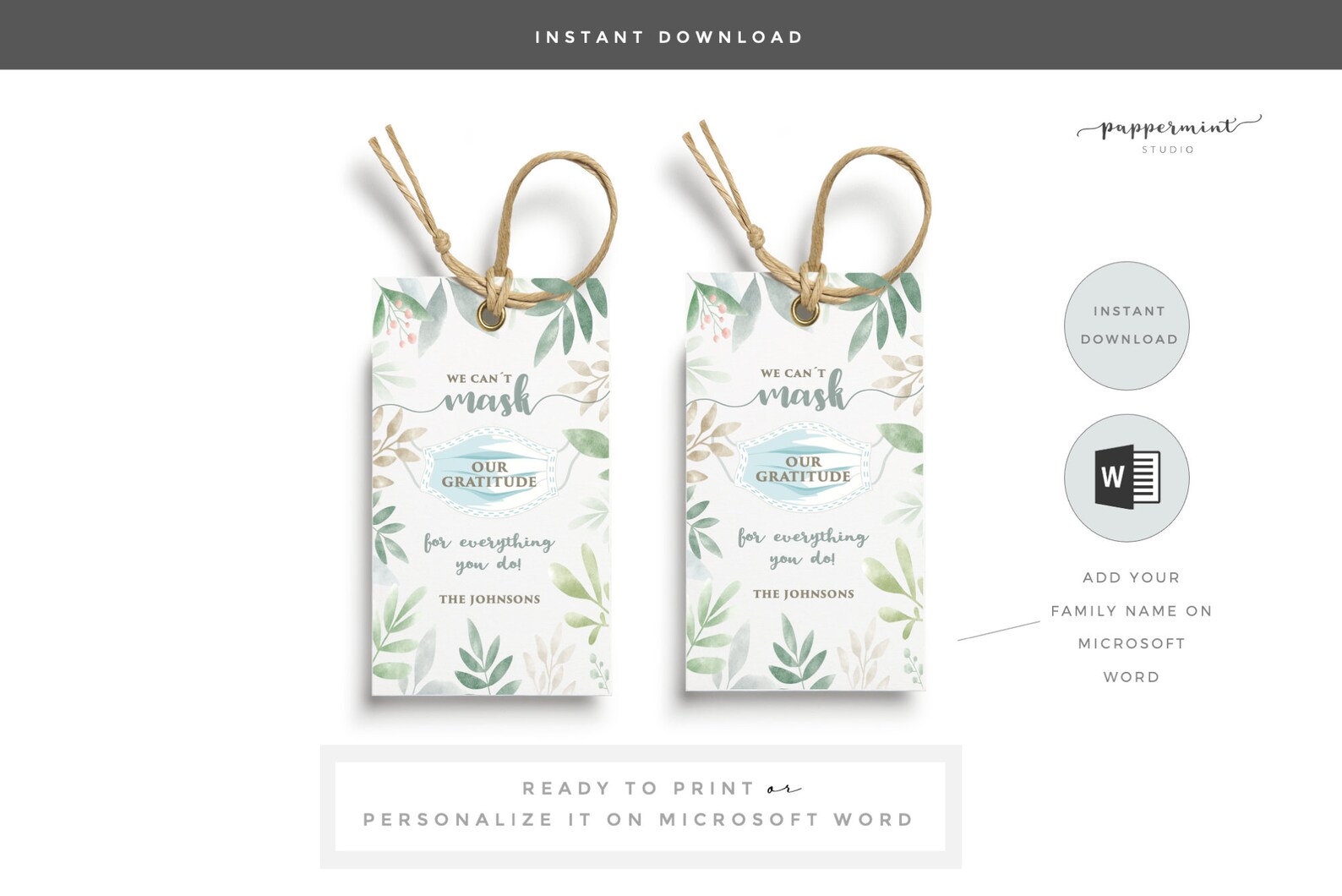 PRINTABLE We Can't MASK Our Gratitude Thank You for All - Etsy