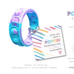 Valentines Pop It Gift Tags, Personalized Pop It Tag, Teacher School ...