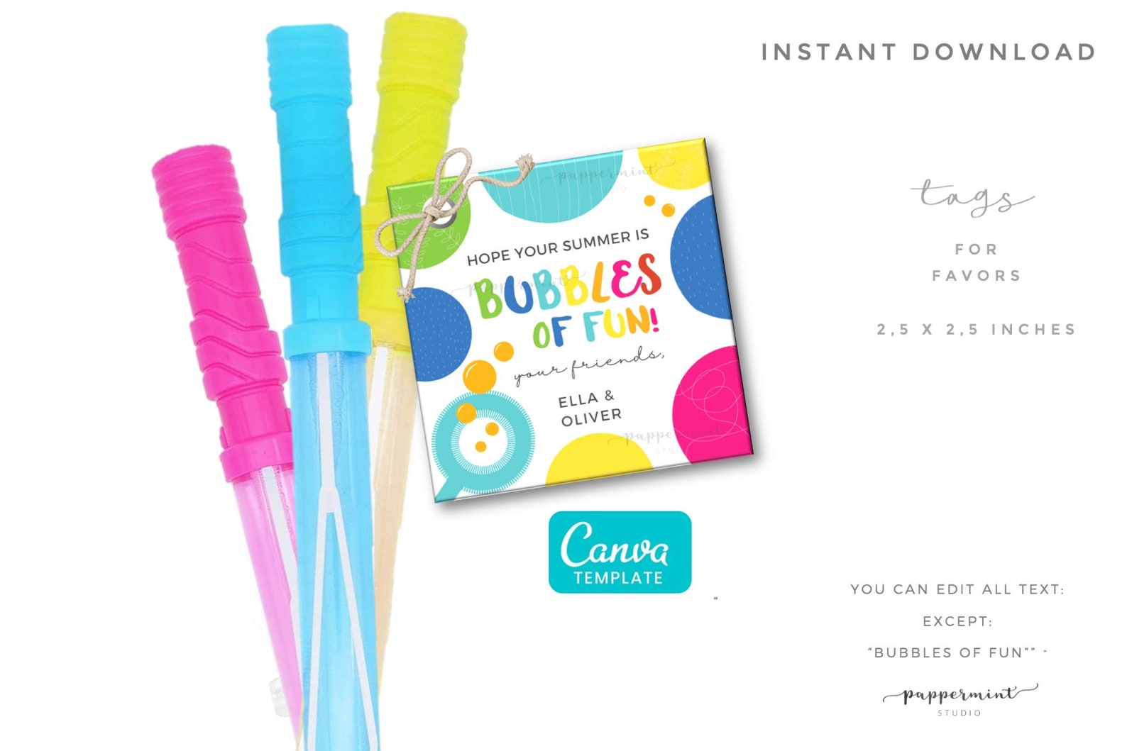 Editable End of School Year Tags End of Schoolbubbles Gift - Etsy