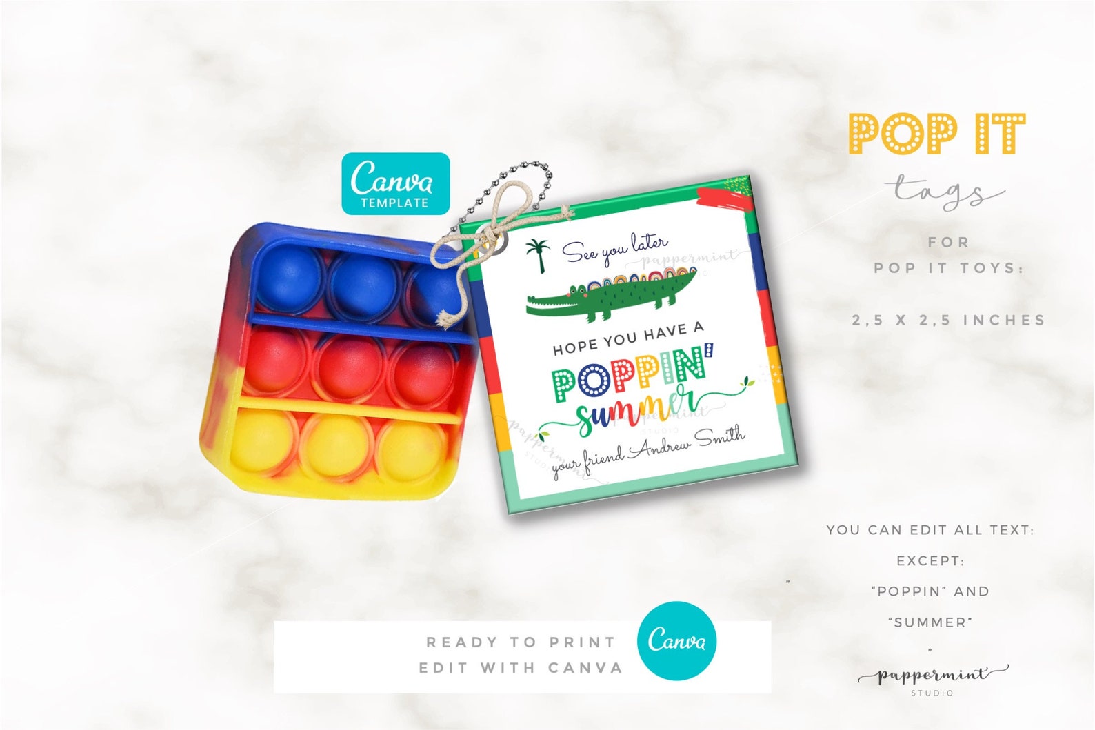 Summer Tags End of Year Pop It Gift Tags Pop-it Gift Labels | Etsy