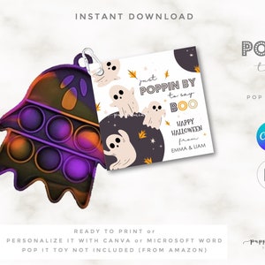 Halloween Pop It Tags: Editable BOO Gift Tags (instant Download) - Etsy
