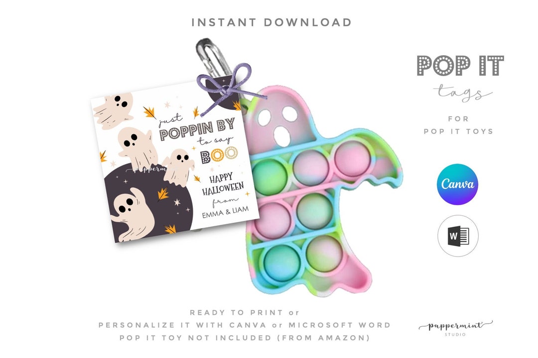 Halloween Pop It Tags: Editable BOO Gift Tags (instant Download) - Etsy