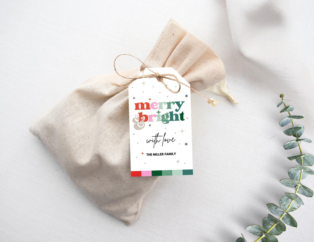 Merry & Bright Christmas Gift Tags | Printable, Editable in Canva ...
