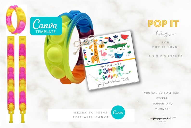 Summer Tags End of Year Pop It Gift Tags Pop-it Gift Labels | Etsy