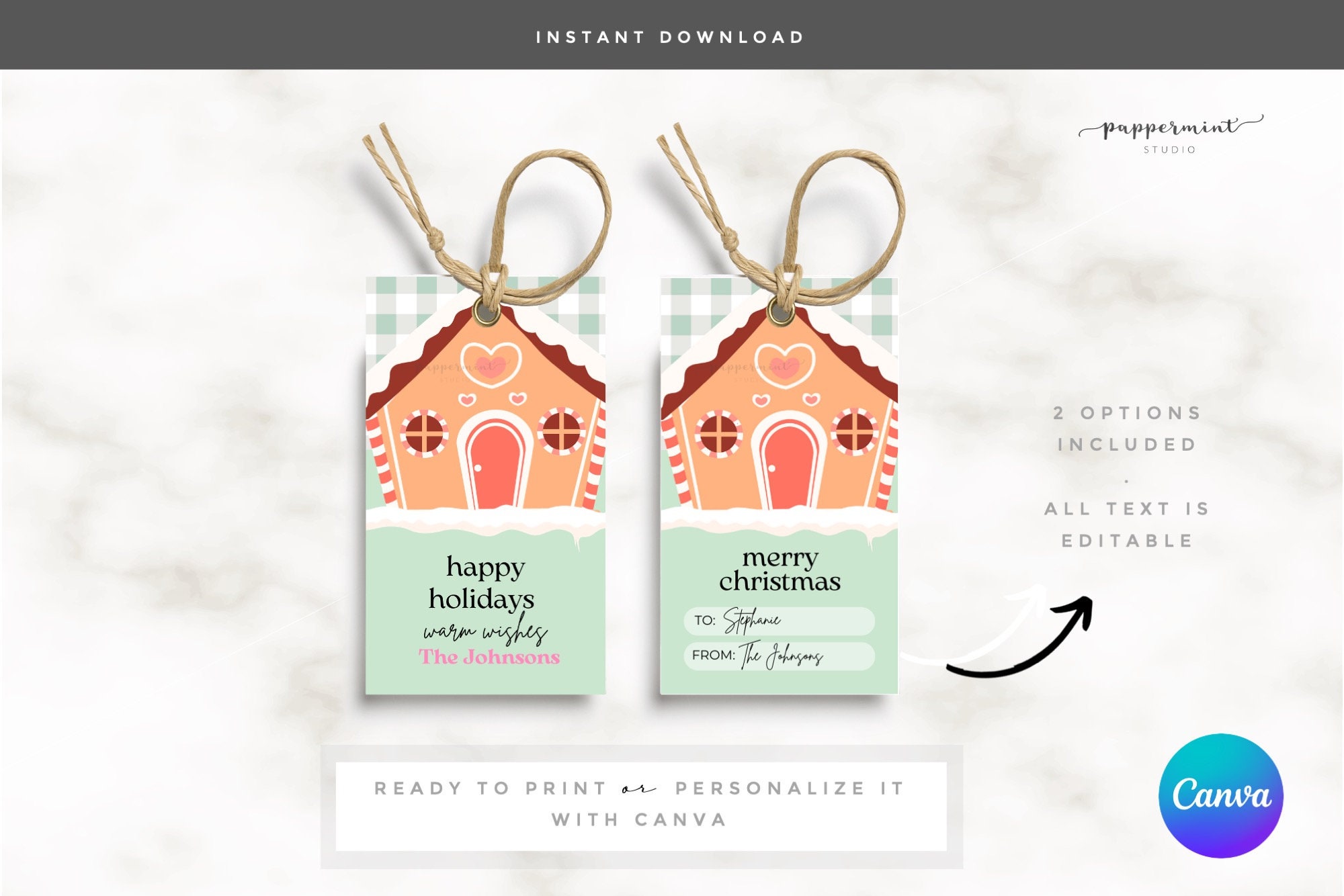 Personalized Christmas Gingerbread Man Tags: Editable Cookie Labels ...