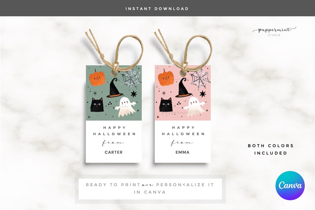 Halloween Perzonalized Tags | Happy Halloween Treat Favor Tags| DIY ...