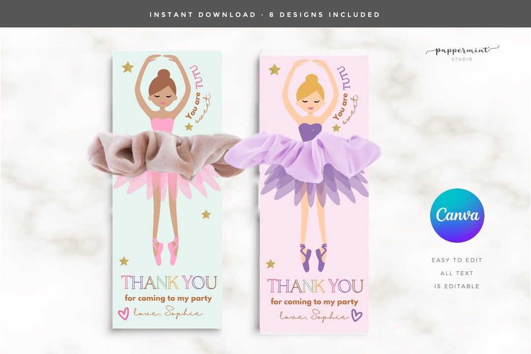 Printable Scrunchie I Ballet Ballerina Tutu Sweet I Scrunchies Favors I ...