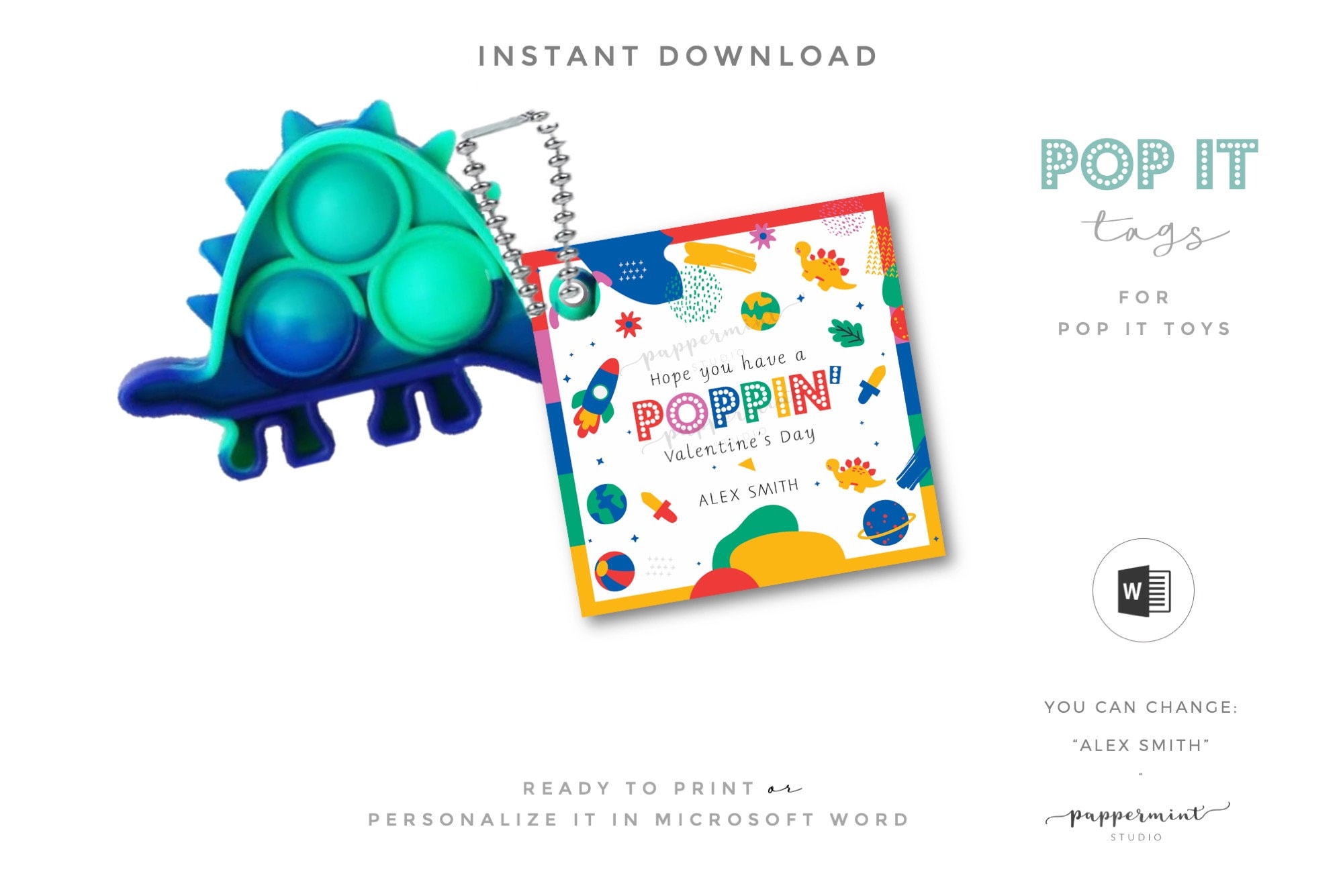 Valentines Pop It Gift Tags Personalized Pop It Tag Teacher - Etsy
