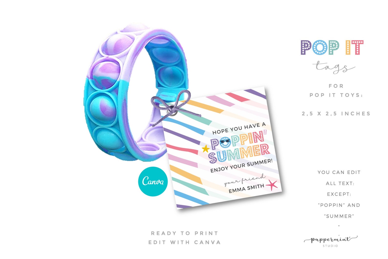 Poppin Summer Tag Pop It Gift Tags Pop-it Gift Labels - Etsy