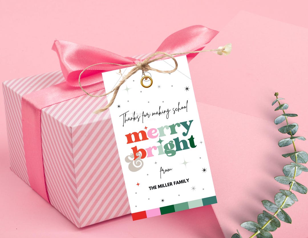 Merry and Bright Christmas Gift Tags | Teacher Gift (editable, Instant ...