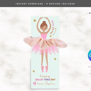 Ballerina Valentine's Day Cards: Tutu Sweet Scrunchie Template (CANVA ...