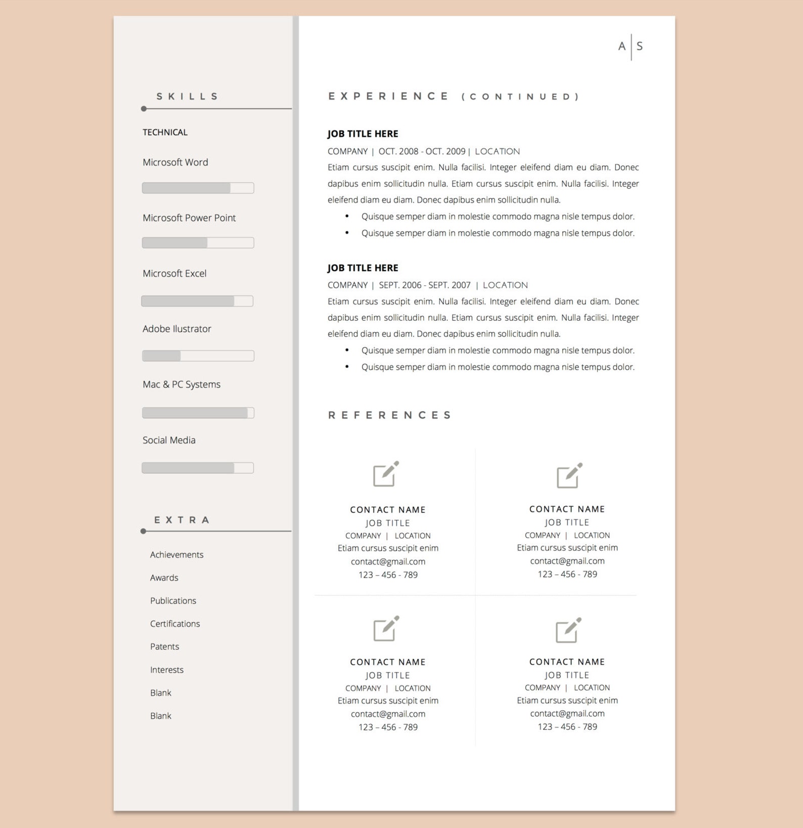 Teacher Resume Template for Word and Pages 1 2 Page Teacher - Etsy