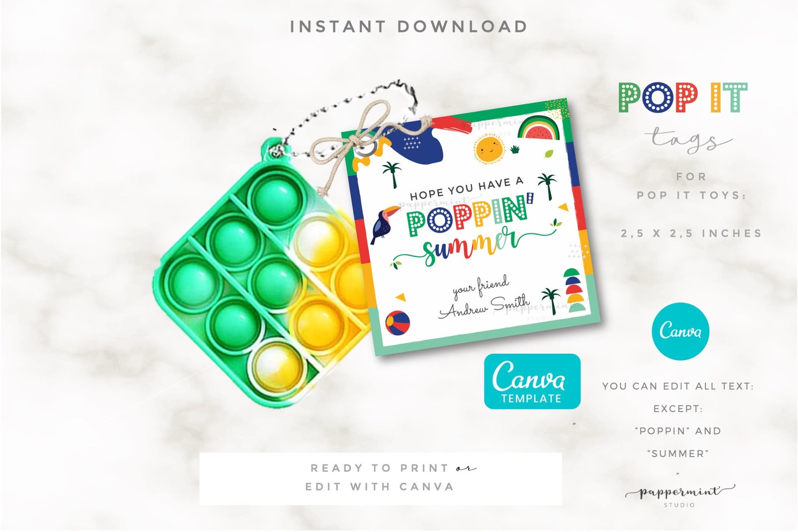 Pop It Gift Tags Hope You Have a Poppin Summer Pop-it Gift - Etsy