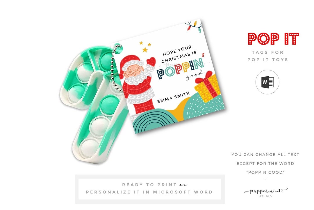 Christmas Pop It Gift Tags, Personalized Pop It Tag, Christmas Teacher ...