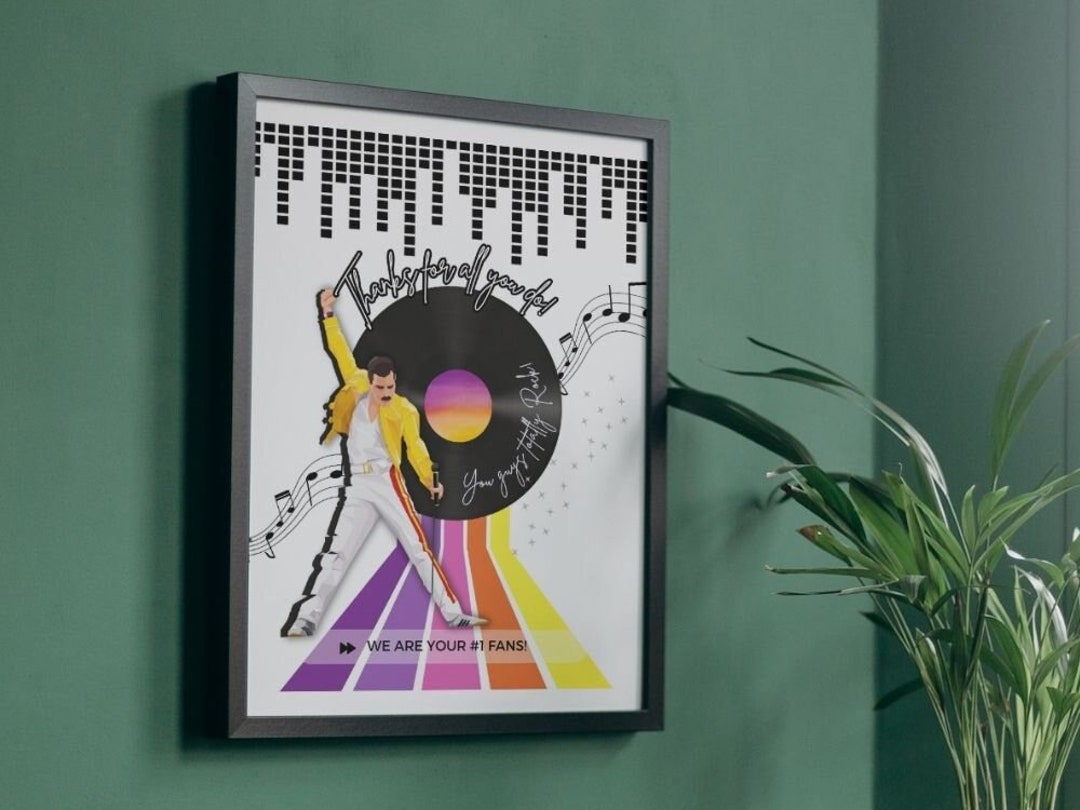 Printable Freddie Mercury 80s Frame Art or Card I QUEEN Card Music Rock ...