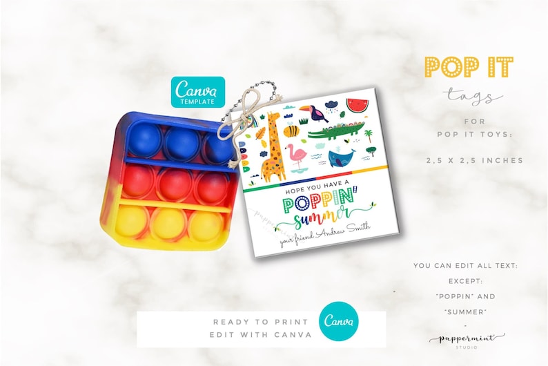 Summer Tags End of Year Pop It Gift Tags Pop-it Gift Labels | Etsy