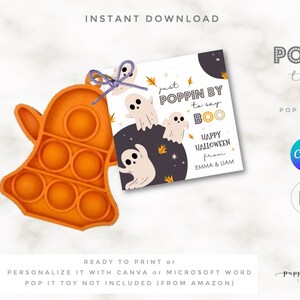Halloween Pop It Tags: Editable BOO Gift Tags (instant Download) - Etsy