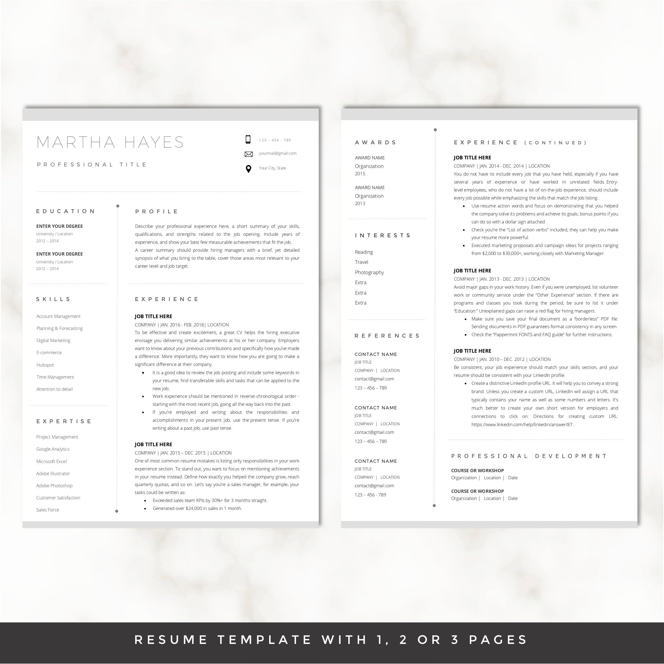 Modern Classic Resume Template With Cover Letter Template for | Etsy