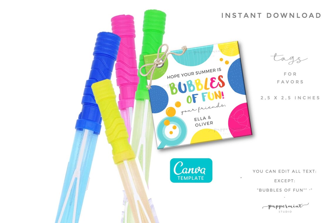 Editable End of School Year Tags End of Schoolbubbles Gift - Etsy