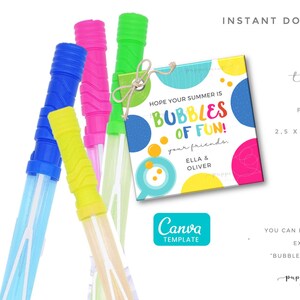 Editable End of School Year Tags, End of Schoolbubbles Gift Tags ...