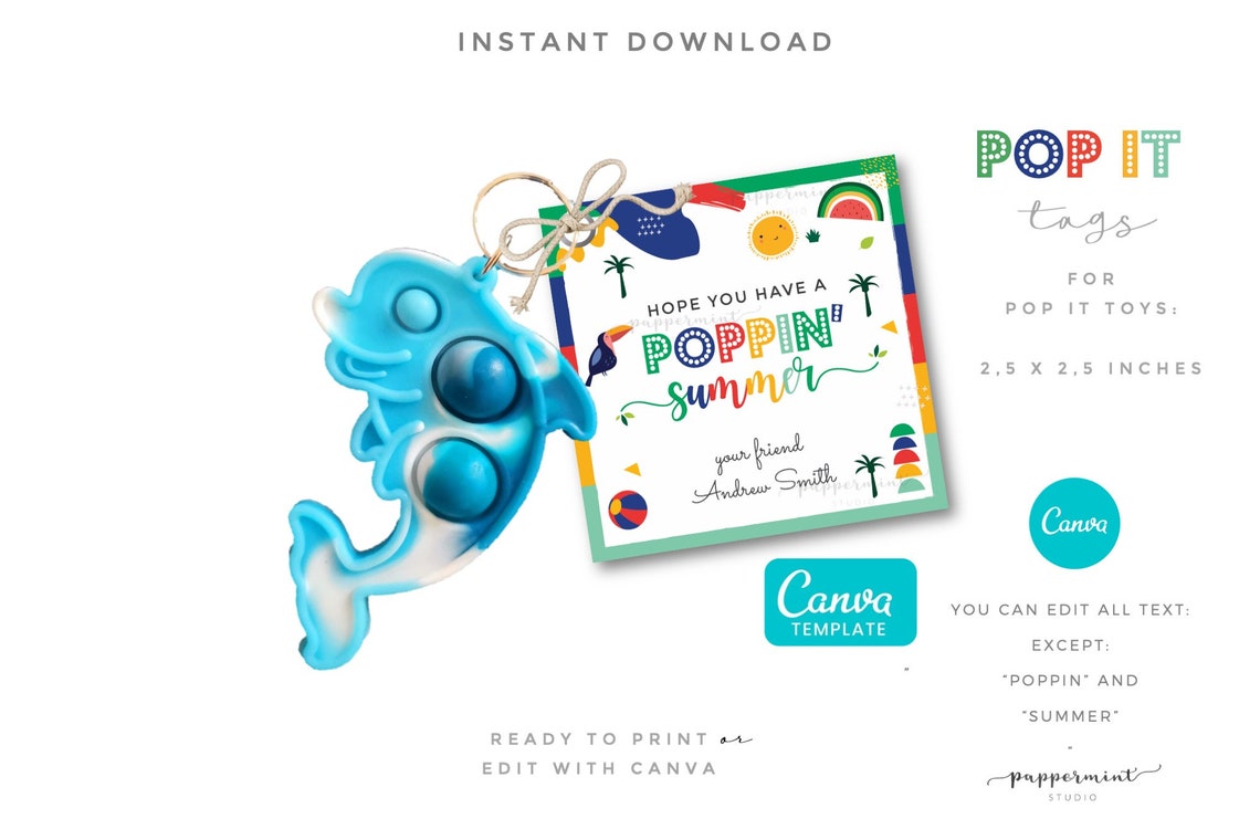 Pop It Gift Tags Hope You Have a Poppin Summer Pop-it Gift - Etsy