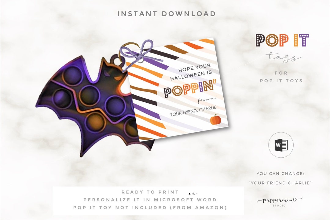 Halloween Pop It Tags: Editable School Gift (instant Download) - Etsy