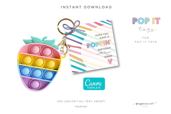 EDITABLE Pop It Gift Tags Personalized Pop It Tag Teacher - Etsy