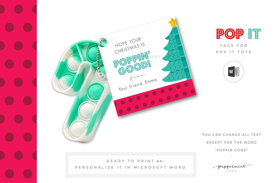 Christmas Pop It Gift Tags, Personalized Pop It Tag, Christmas Teacher ...