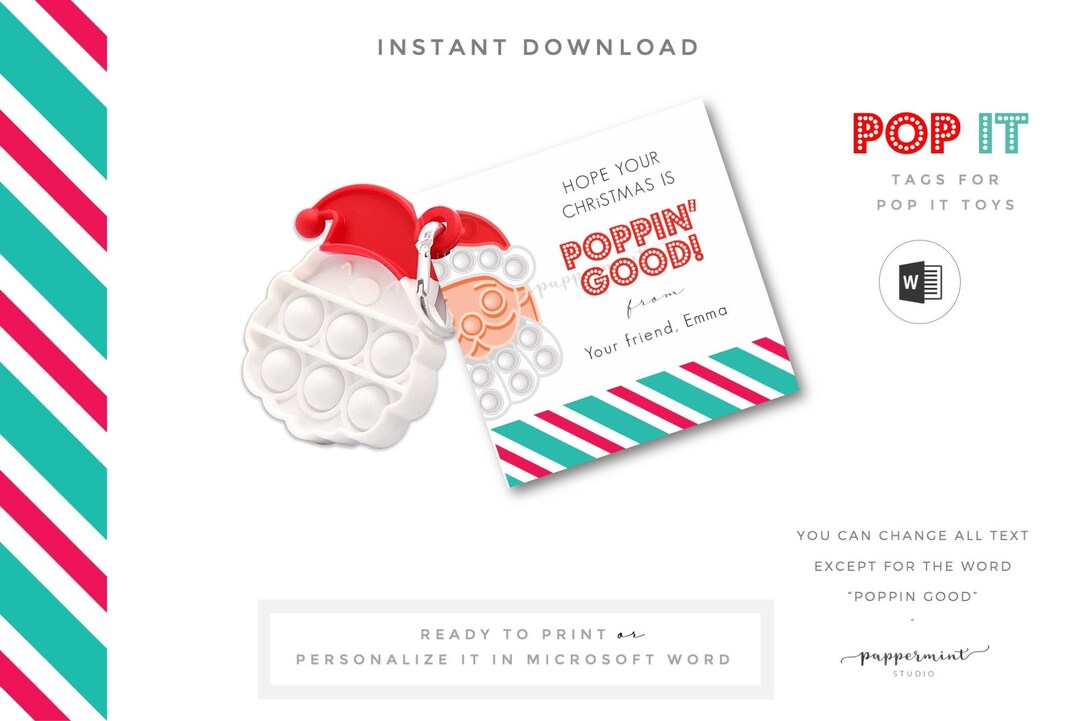 Hope Your Christmas is Poppin, Christmas Pop It Gift Tags, Christmas ...